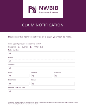 Fillable Online nwbib co A completed claim form Replacement or Repair ...