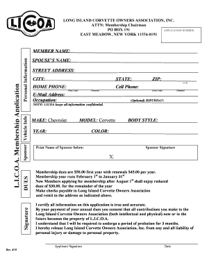 Fillable Online licoa LONG ISLAND CORVETTE OWNERS ASSOCIATION, INC ...