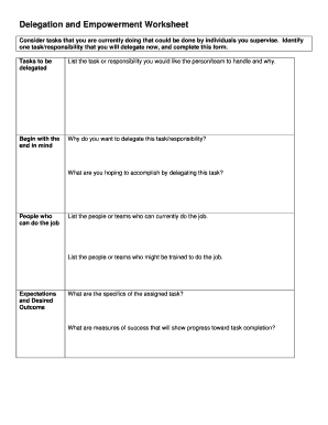 Fillable Online odt uoregon Delegation and Empowerment Worksheet Fax ...