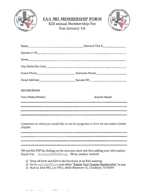 Fillable Online eaa983 Membership Application/Update - EAA Chapter 983 ...