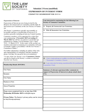 Fillable Online Schedule 2 Form modified EXPRESSION OF INTEREST FORM ...