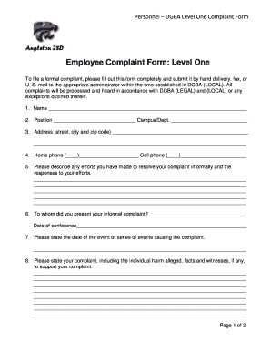 Employee Complaint Form Template | pdfFiller