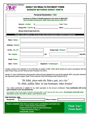 Fillable Online ZAKAT ON W EALTH PAYM NT FORM BORANG BAYARAN ZAKAT ...