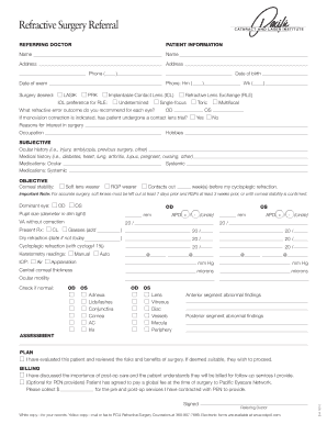 Fillable Online Refractive Surgery Referral Fax Email Print - pdfFiller