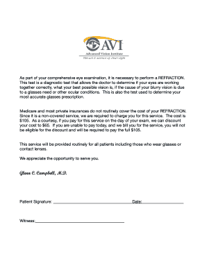 Fillable Online advancedvision Refraction Form - Advanced Vision ...