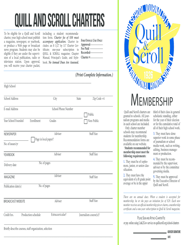 Fillable Online Quill and Scroll Charters Fax Email Print - pdfFiller