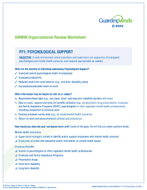 Fillable Online guardingmindsatwork GM W Organizational Review Worksheet. GM W Organizational ...