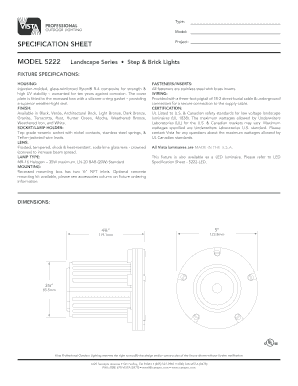 Fillable Online Type: Model: Project: SPECIFICATION SHEET MODEL 5222 ...