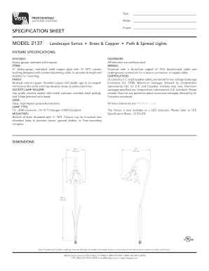 Fillable Online SPECIFICATION SHEET MODEL 2137 Landscape Series Brass ...