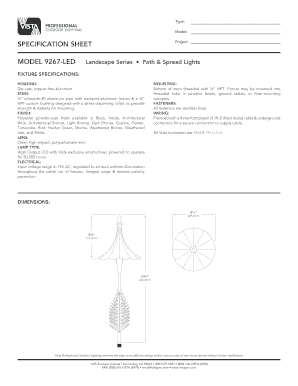 Fillable Online Type: Model: Project: SPECIFICATION SHEET MODEL 9267LED ...