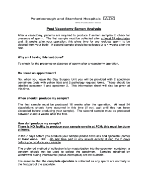 Fillable Online After a vasectomy, patients are required to produce 2 ...