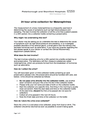 Fillable Online Patient Information Sheet for 24hr Urinary ...