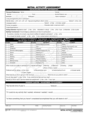 Fillable Online INITIAL ACTIVITY ASSESSMENT Fax Email Print - pdfFiller
