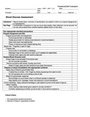 Fillable Online Blood Glucose Assessment - bWREMACb Fax Email Print ...