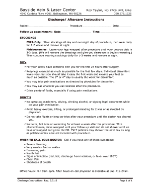 Fillable Online 1225 Discharge/ Aftercare Instructions Patient ...