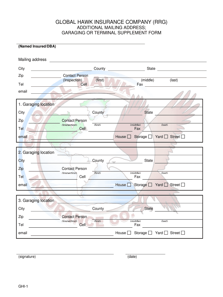 Fillable Online gcib ADDITIONAL MAILING ADDRESS GARAGING OR Fax Email ...