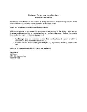 Fillable Online Customer Disclosure Form Fax Email Print - pdfFiller