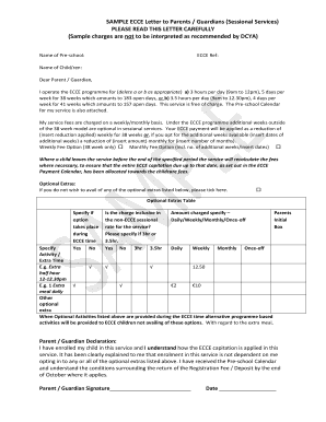 Fillable Online Sample ECCE Optional Extra Letter - Limerick Childcare ...