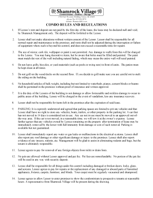 Fillable Online Condo rules and regulations - Shamrock Village Fax ...