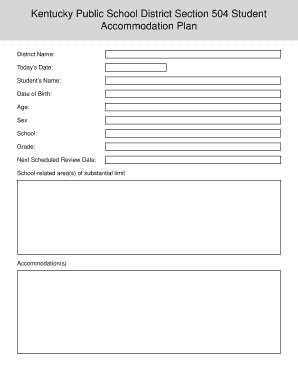 Fillable Online magoffin kyschools Kentucky Public School District Section 504 Student Fax Email ...