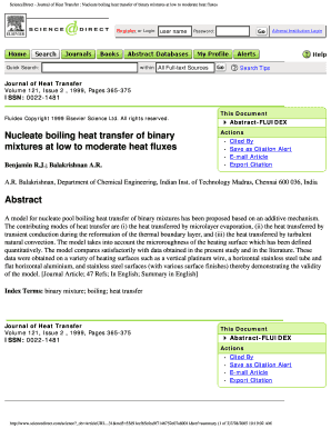 Fillable Online ScienceDirect - Journal of Heat Transfer : Nucleate ...