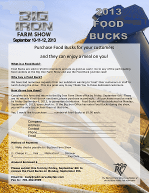 Fillable Online Purchase Food Bucks for your customers and they can ...