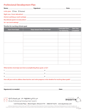 Fillable Online BProfessional Developmentb Plan - Gateways to ...