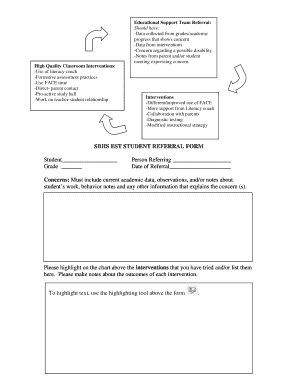 Fillable Online sbsd sbhs schoolfusion -M SBHS EST STUDENT REFERRAL ...