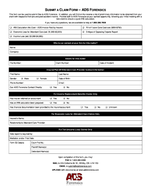 Fillable Online adsforensics SUBMIT A CLAIM FORM ADS F - ADS Forensics ...