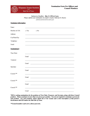 Fillable Online Nomination Form For Officers and Council Members Fax ...