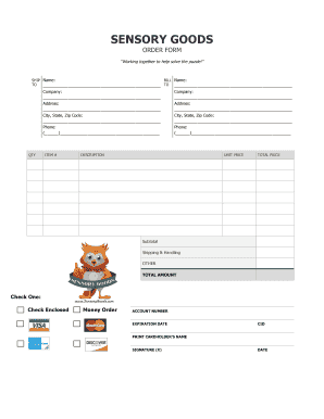Fillable Online SENSORY GOODS Fax Email Print - pdfFiller