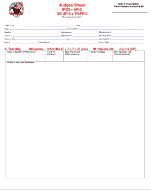 Fillable Online Judges Sheet Where Handler Achieved BH Date ...