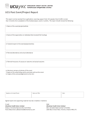 Fillable Online UCU Post EventProject Report - ukrainiancucom Fax Email ...