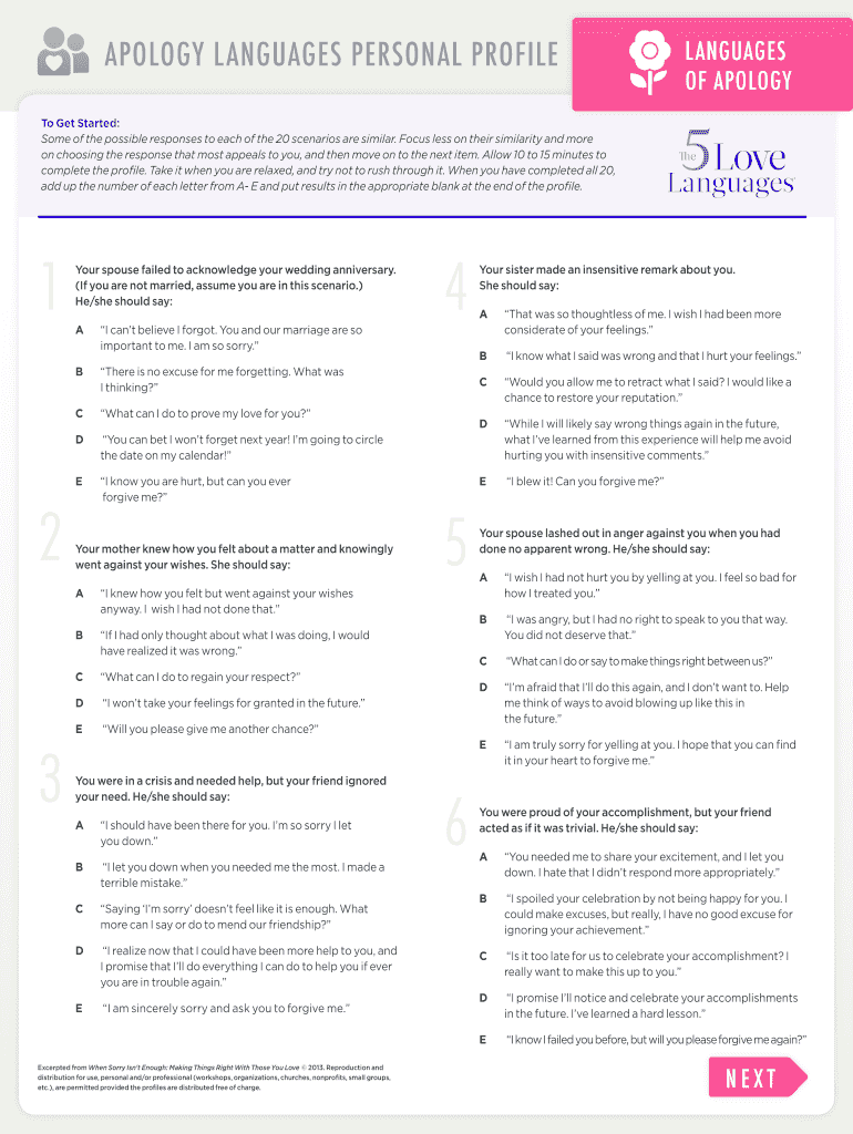 Fillable Online APOLOGY LANGUAGES PERSONAL PROFILE Fax Email Print ...