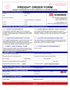 Fillable Online FREIGHT ORDER FORM - bpdcschenkerbbcomb Fax Email Print ...