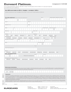 Fillable Online eurocard BEurocardb Platinum Fax Email Print - pdfFiller
