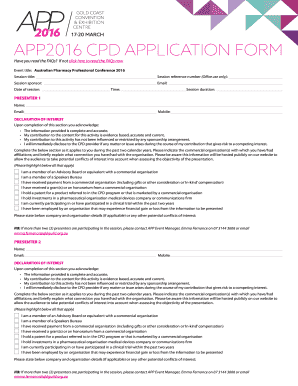 Fillable Online APP2016 CPD APPLICATION FORM Fax Email Print - pdfFiller