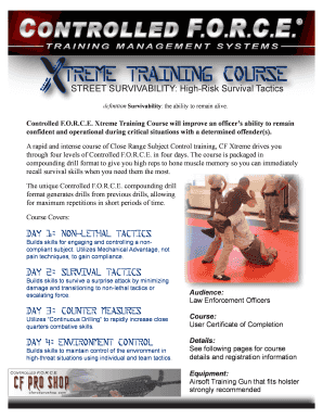 Fillable Online XTREME TRAINING COURSE - Controlled FORCE Training Fax ...