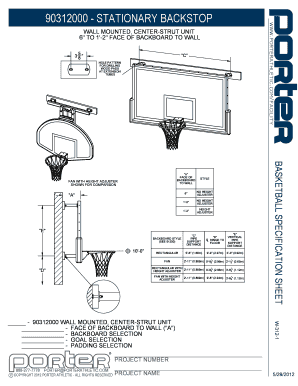 Fillable Online 90312000 STATIONARY BACKSTOP WALL MOUNTED, CENTERSTRUT ...