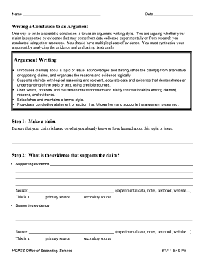 Fillable Online Argument Writing - bWikispacesb Fax Email Print - pdfFiller
