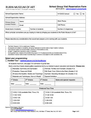 Fillable Online rubinmuseum K-12 Group Visit Reservation Form - Rubin ...