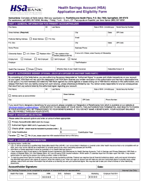 Fillable Online HSA - Member Enrollment Kit with HSA bBankb Application ...