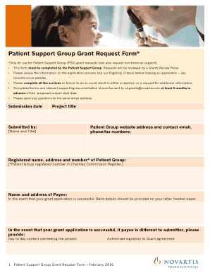 Fillable Online novartis co Patient Support Group Grant Request Form ...