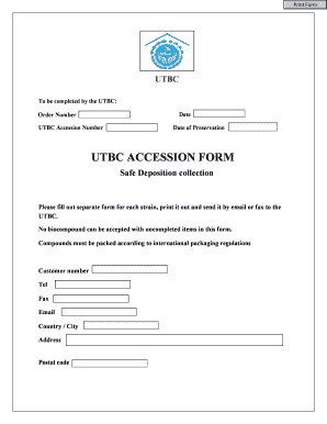 Fillable Online mtp ut ac UTBC ACCESSION FORM - bmtpbbutbbacbbirb Fax Email Print - pdfFiller