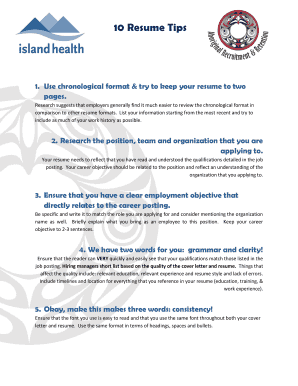 Fillable Online 10 Resume Tips Fax Email Print - pdfFiller