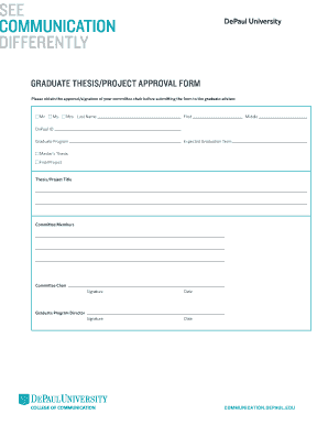 Fillable Online GRADUATE THESISPROJECT APPROVAL FORM - DePaul ...