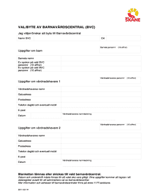 Fillable Online VALBYTE AV BARNAVRDSCENTRAL BVC - 1177se Fax Email ...