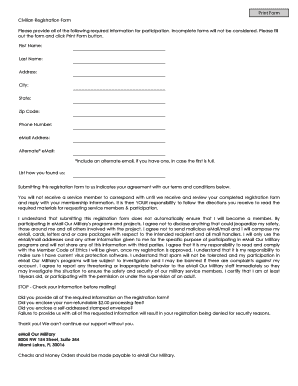 Fillable Online Civilian Registration Form Please provide all of the ...