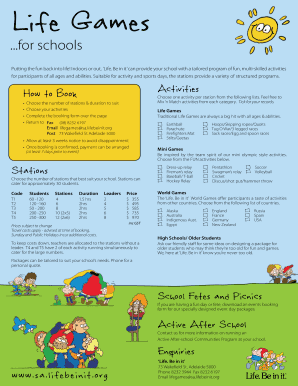 Fillable Online For schools - Life. Be in it Fax Email Print - pdfFiller