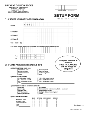 Fillable Online Setup Form - Bank-A-Count Corporation Fax Email Print ...
